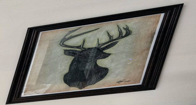 Painting of the Deer, Drawing of a Deer, the Sad Deer, Nature Painting ...