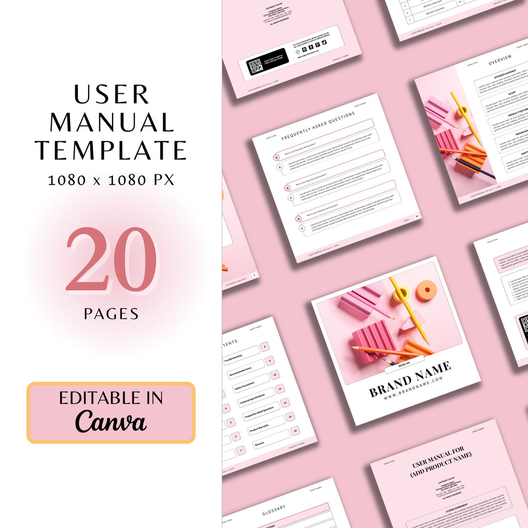 User Manual Template | Product Instruction Manual Template | User Guide ...