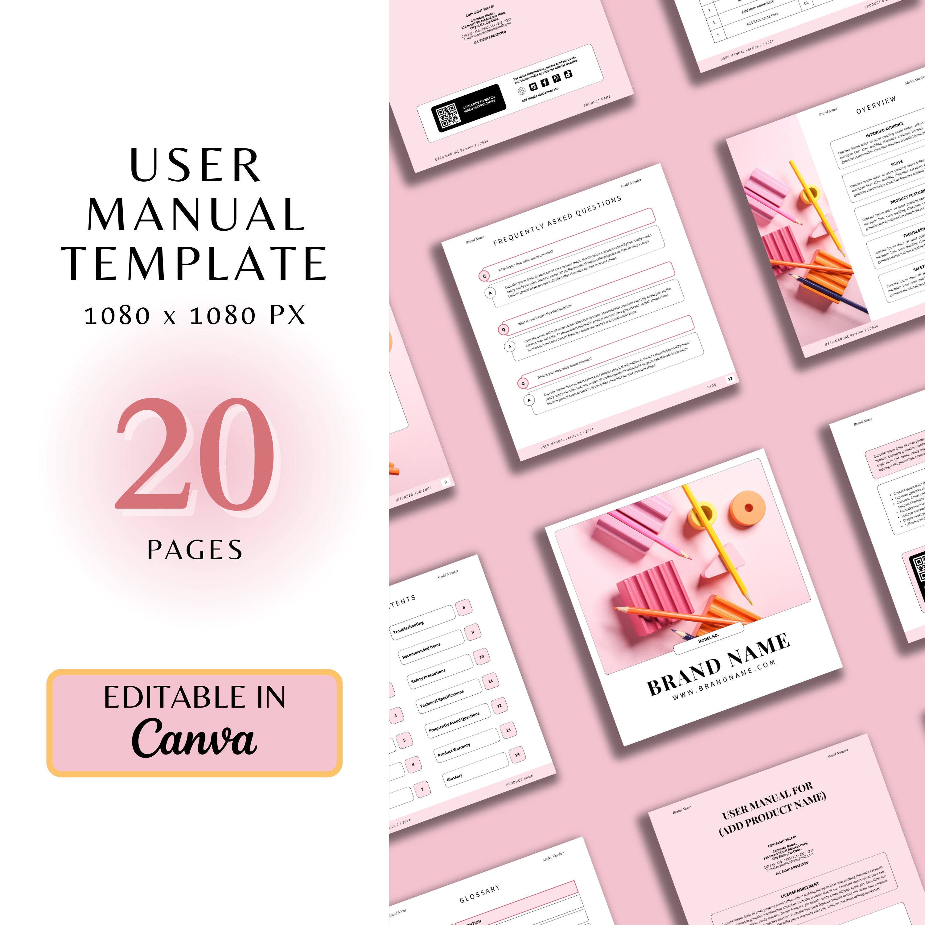 User Manual Template | Product Instruction Manual Template | User Guide ...