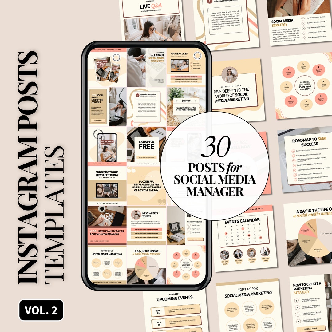 Instagram Posts Templates for Social Media Manager | SMM Marketing ...