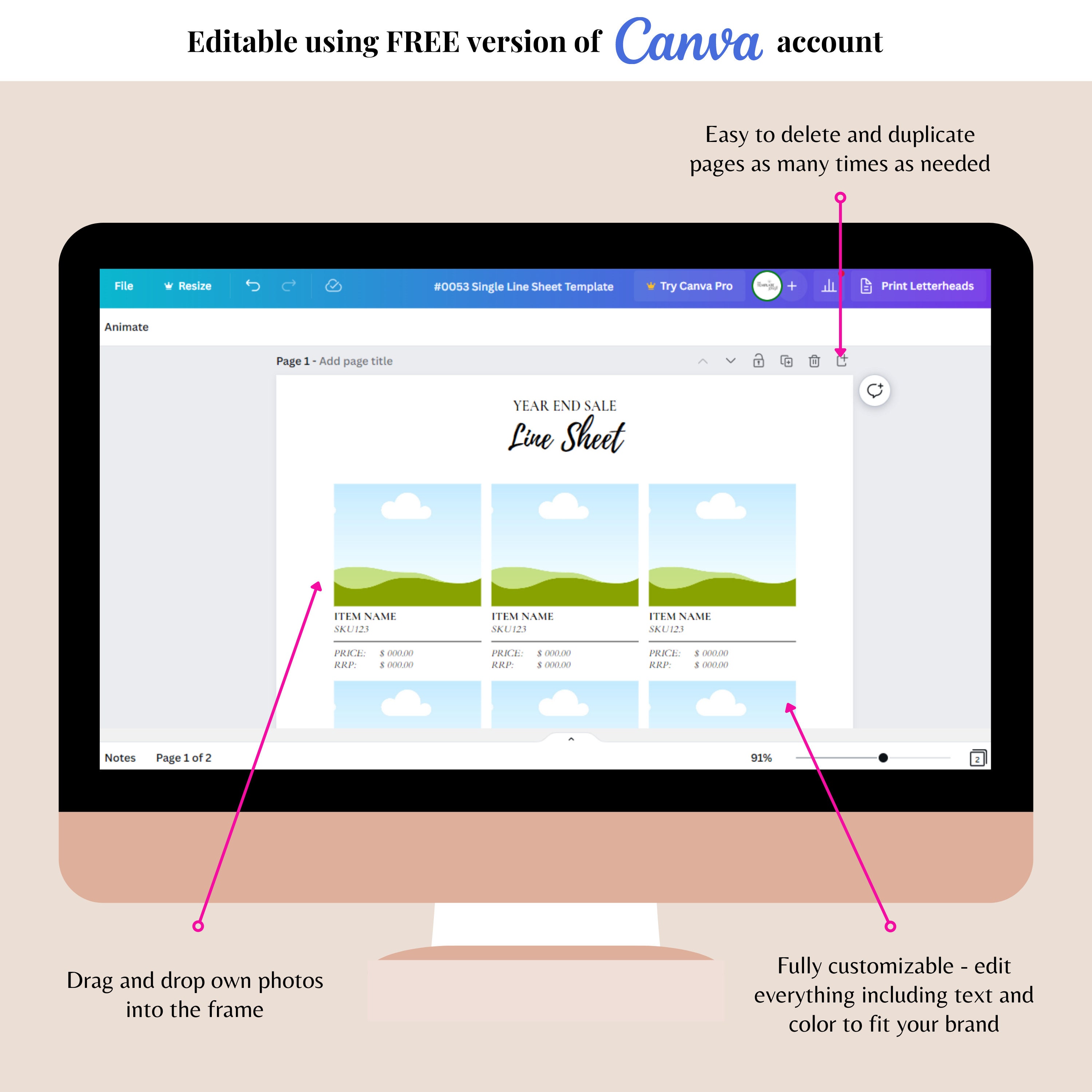 Line Sheet for Wholesale Canva Template Editable Price - Etsy