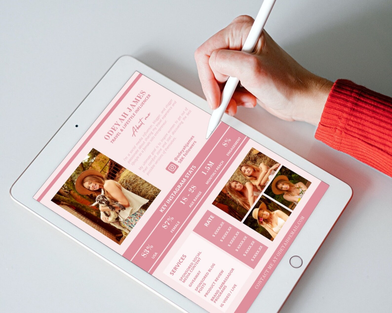1 Page Media Kit Template for Influencer | Canva Template | Instagram ...