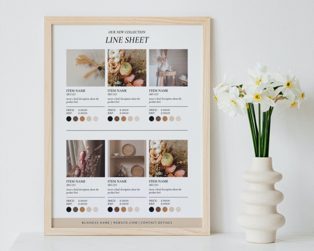 Line Sheet Template | Editable Canva Template | Simple Pricing List ...