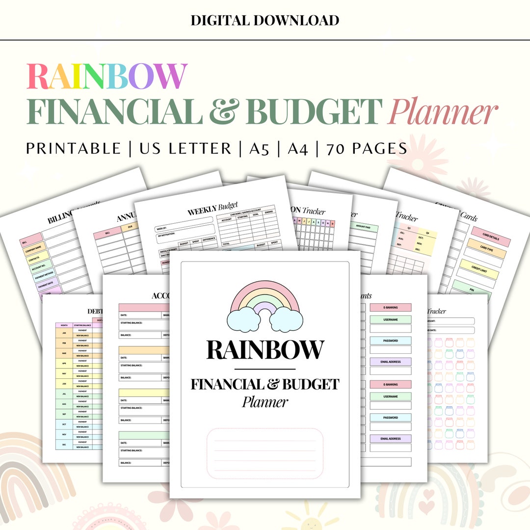 Rainbow Financial and Budget Planner | Printable Financial and Budget ...