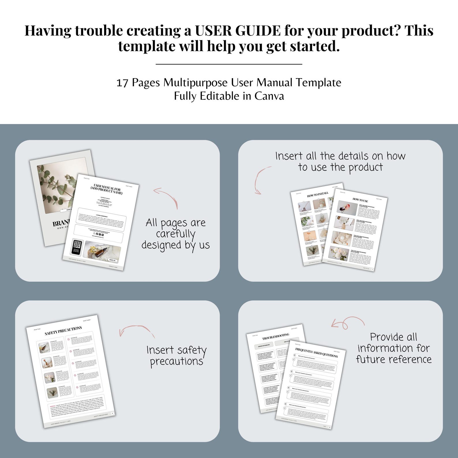 Product Instruction Manual Template | User Manual Template | User Guide ...