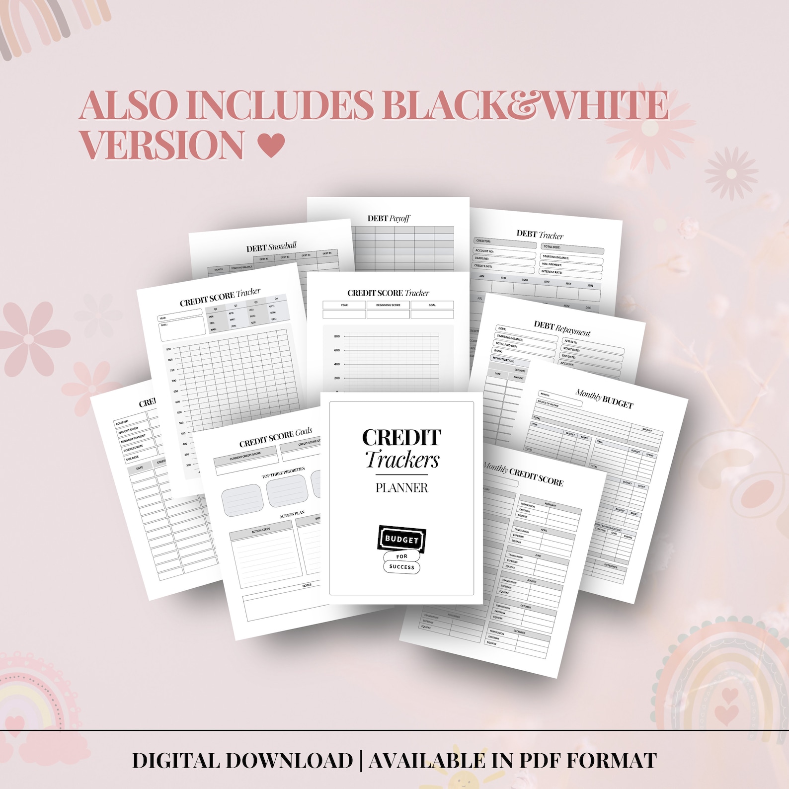 Credit Score Trackers Planner | Printable Personal Finance Planner ...