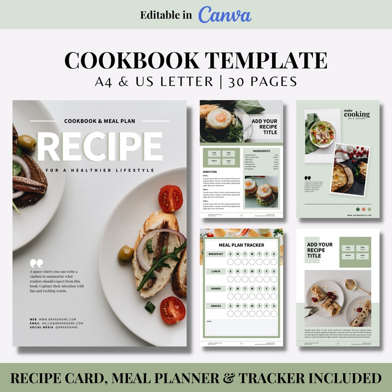 Cookbook Template Recipe Book Template Digital Cookbook | Editable ...