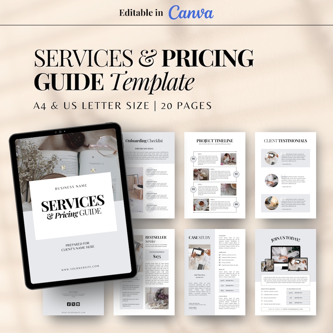 Services Pricing Guide Template | New Client Welcome Template ...