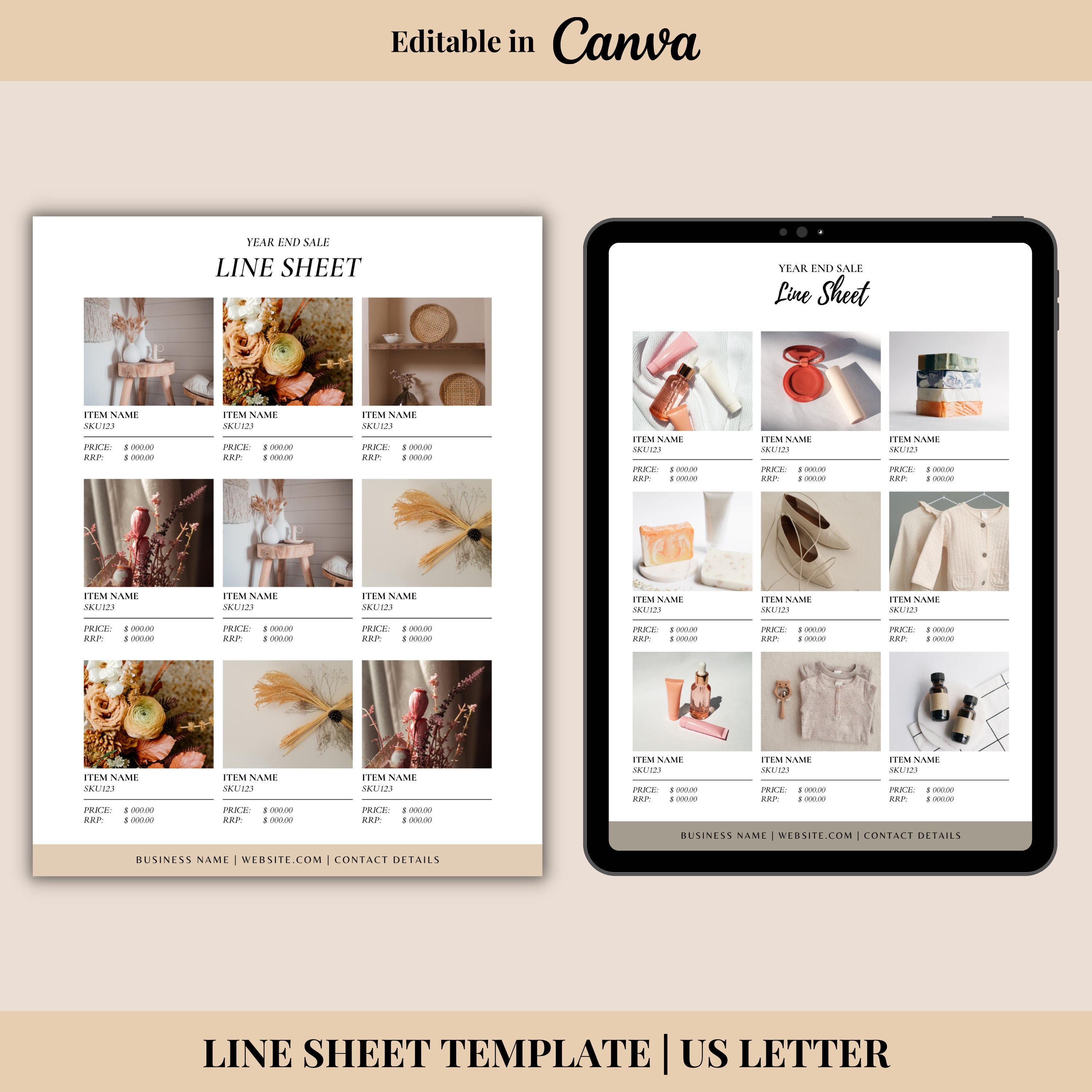 Line Sheet for Wholesale Canva Template Editable Price - Etsy
