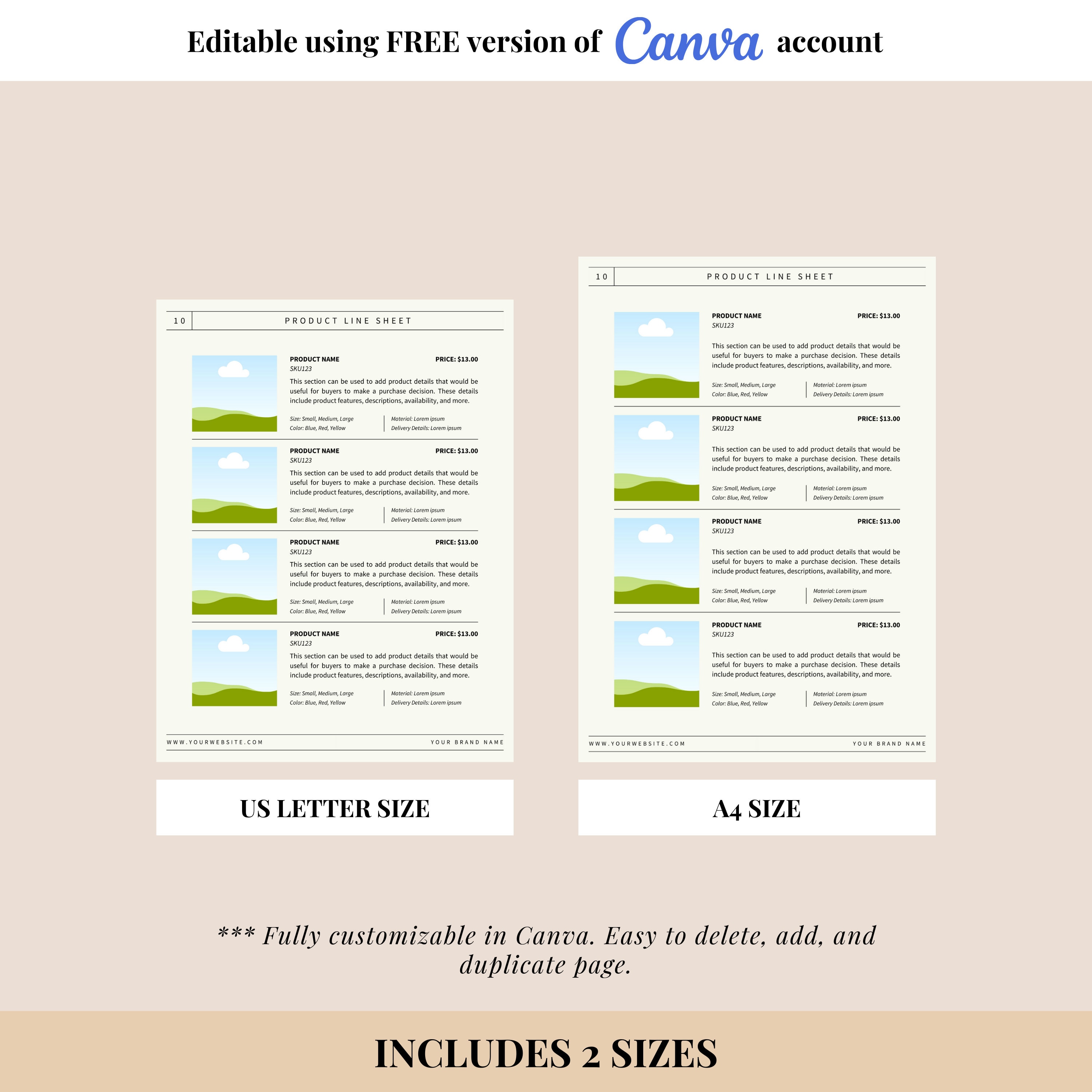 Line Sheet Template | Product Catalog Template | Wholesale Line Sheet ...