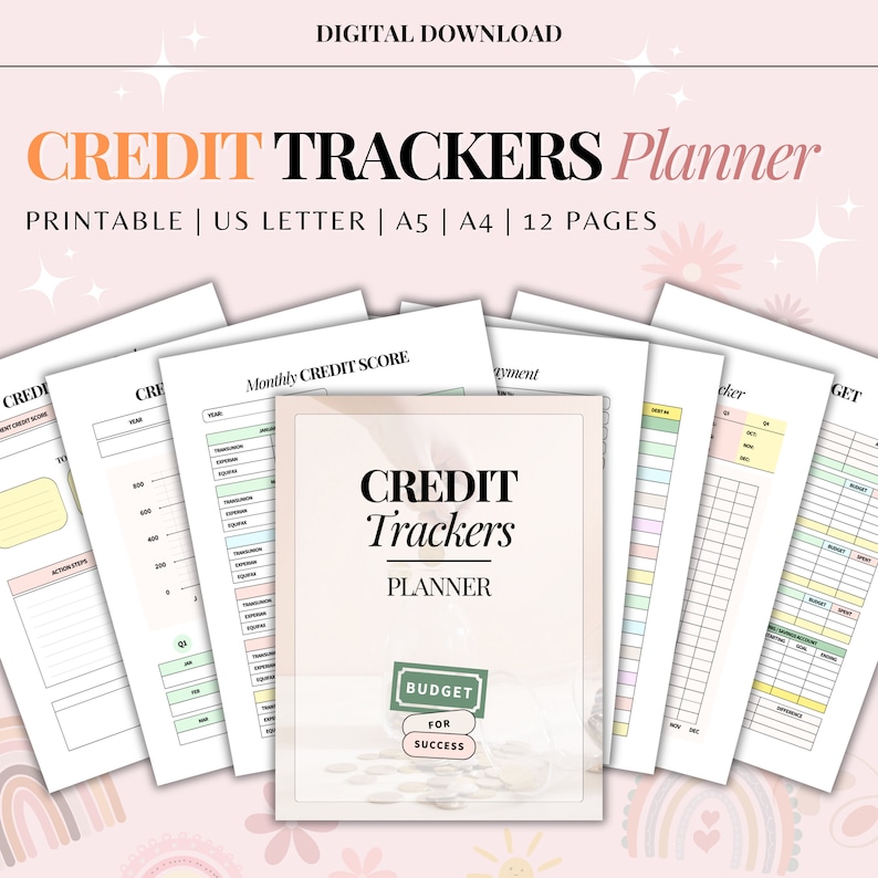 Credit Score Trackers Planner | Printable Personal Finance Planner ...