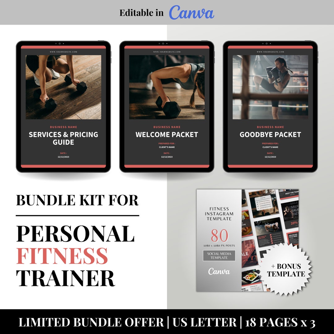 TEMPLATE BUNDLE for Fitness Personal Trainer Services and Pricing Guide ...
