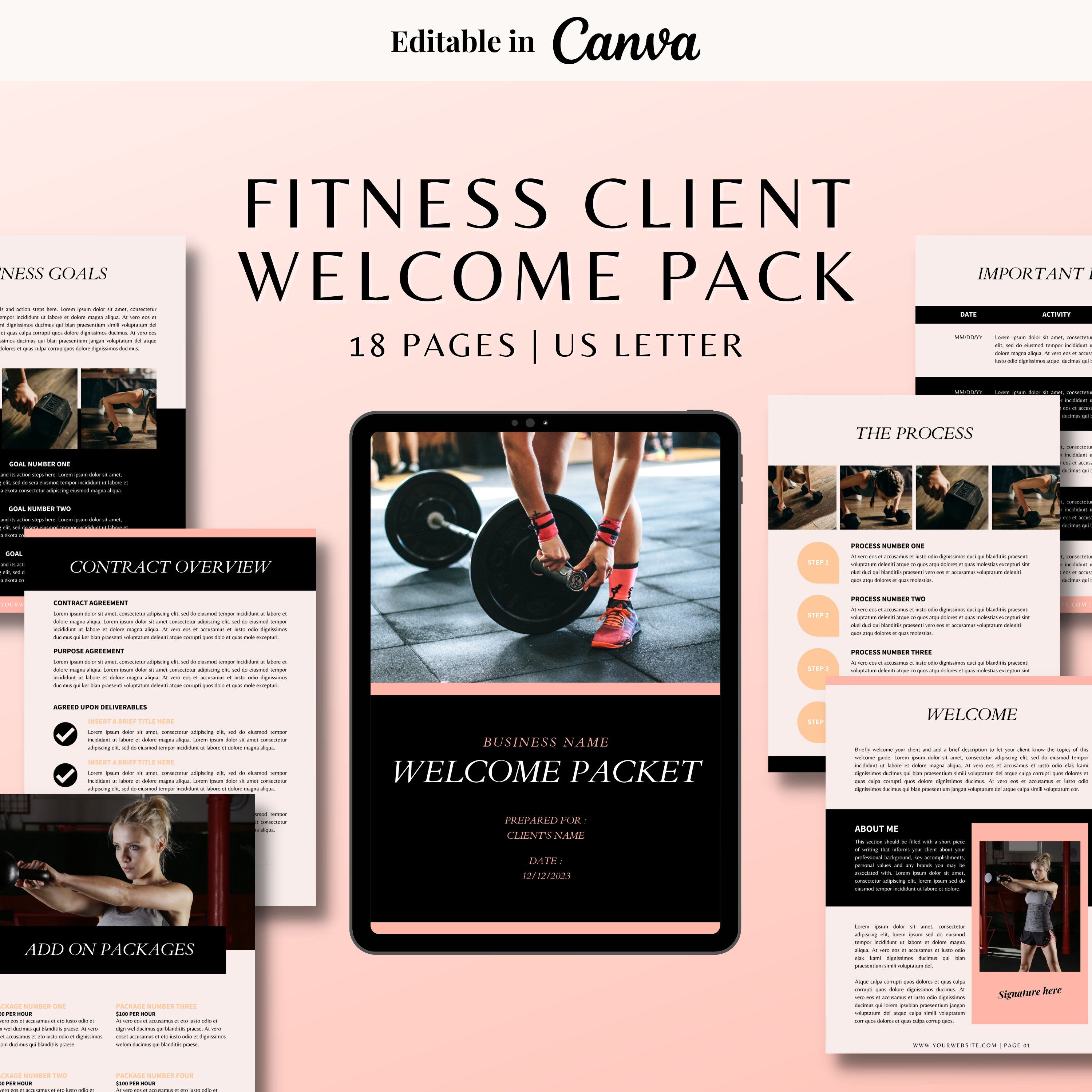 Fitness Client Bundle CANVA Template Fitness Client Welcome and Goodbye ...
