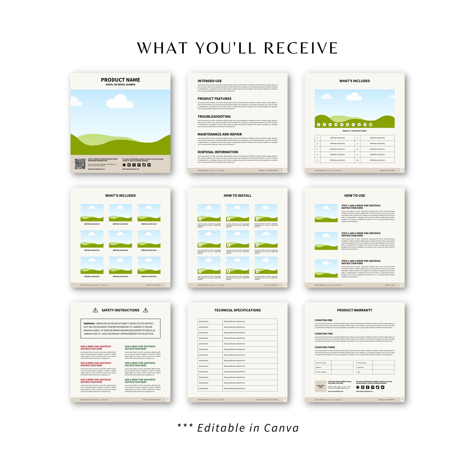 User Manual Template | Product Instruction Manual Template | User Guide ...