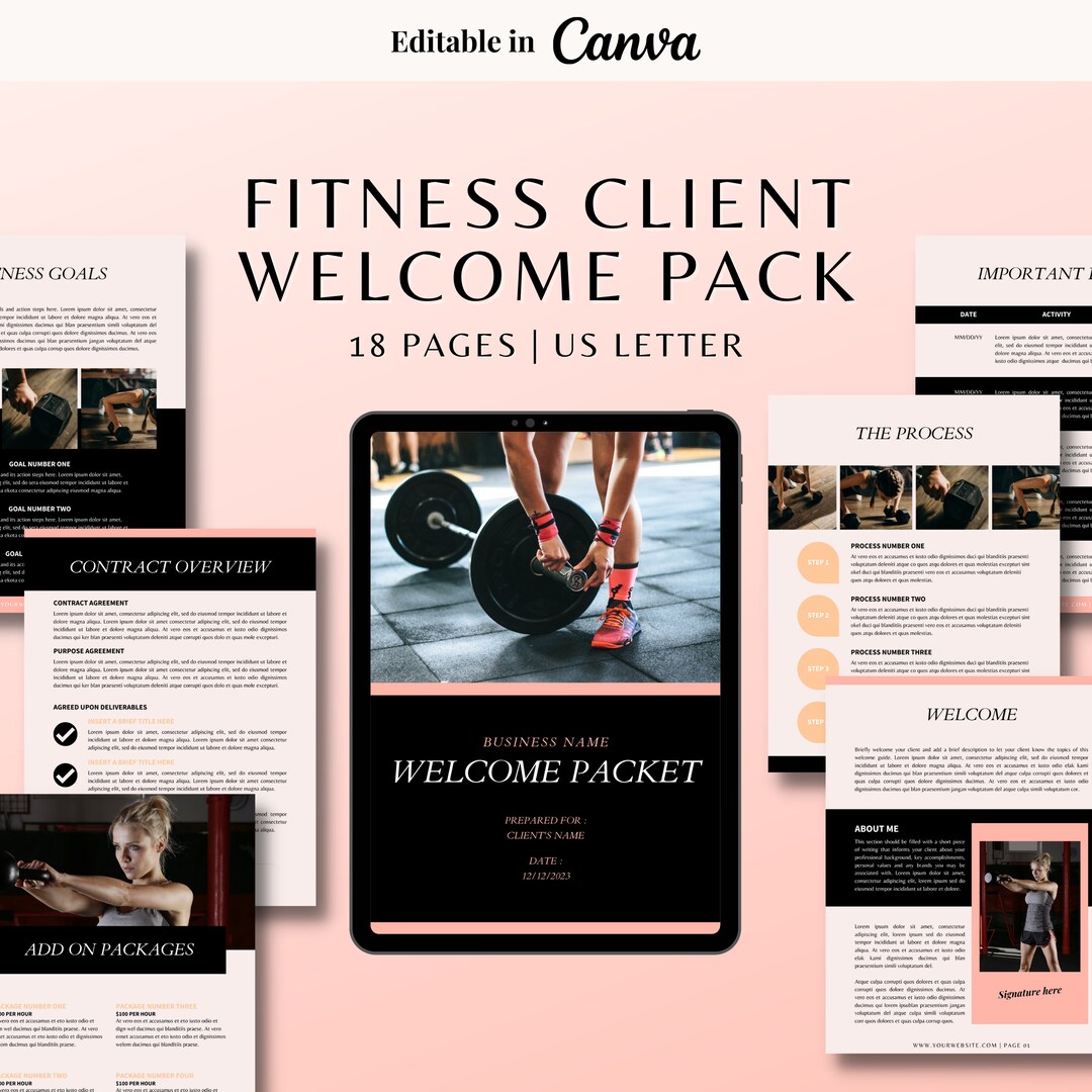 Fitness & Nutrition Client Welcome Pack Template | Fitness Client ...