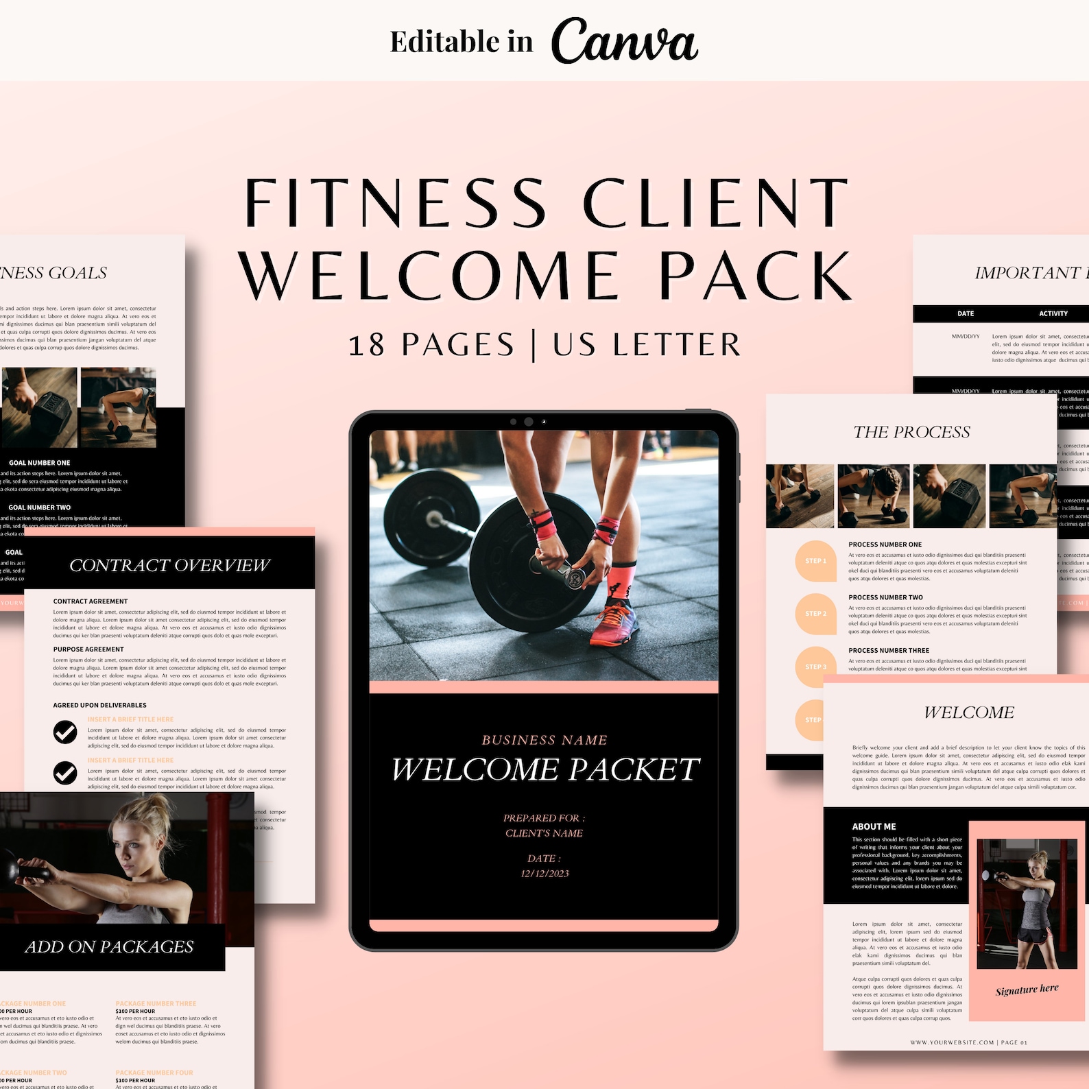 Fitness & Nutrition Client Welcome Pack Template | Fitness Client ...