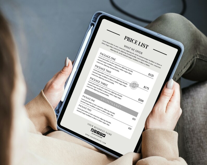 1 Page Services Price List Template for Virtual Assistants, Freelancers ...