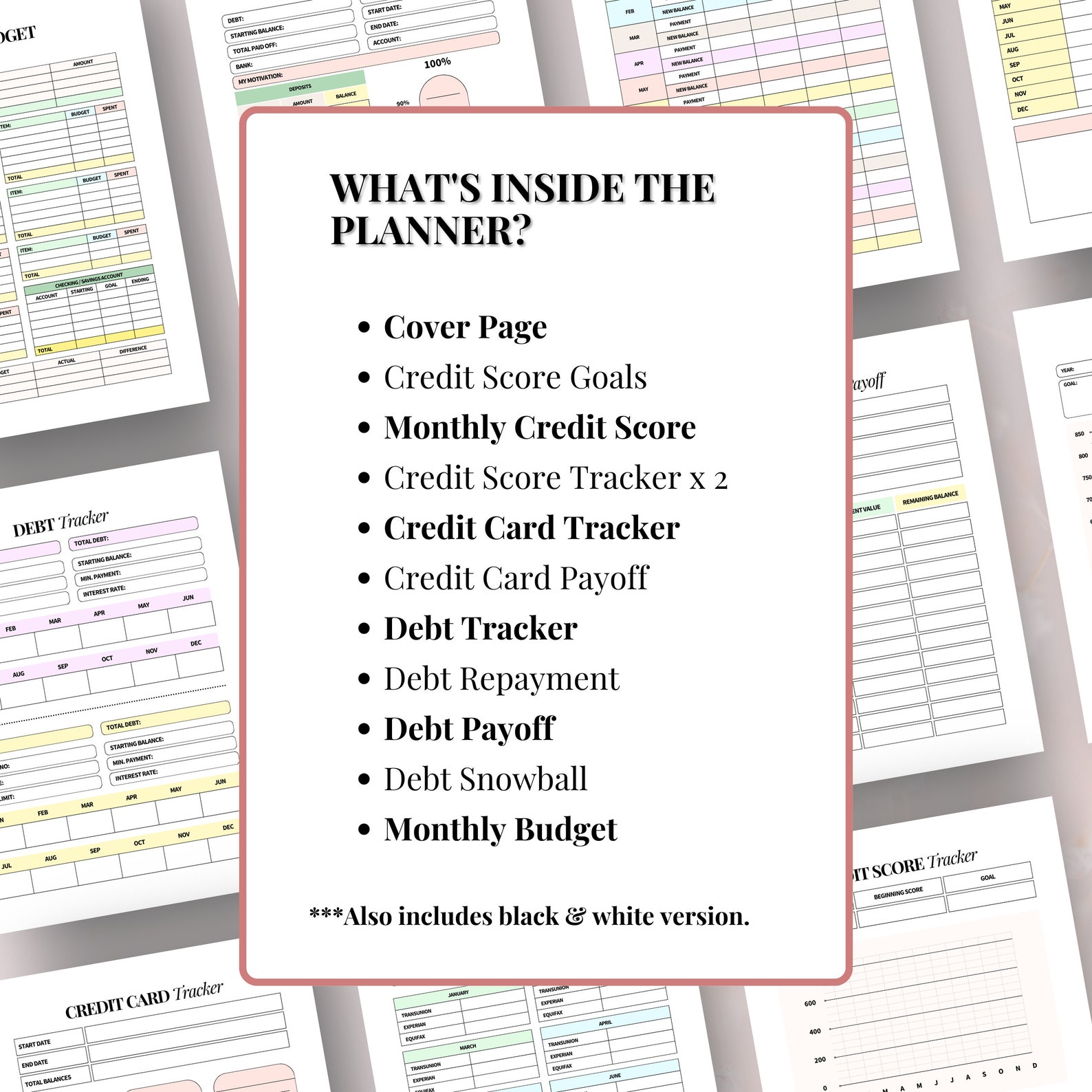Credit Score Trackers Planner | Printable Personal Finance Planner ...