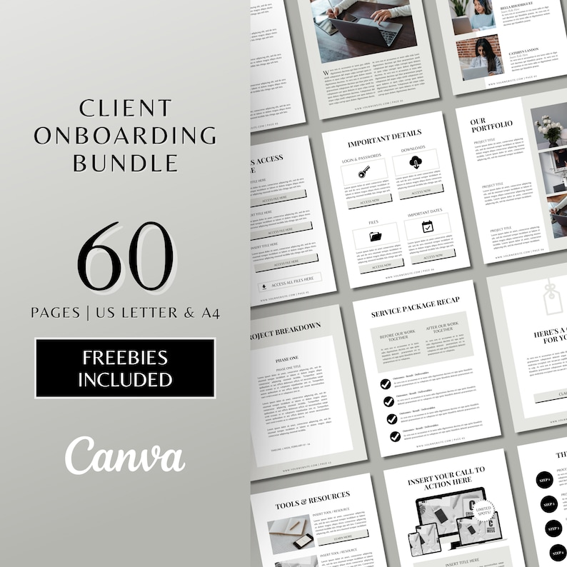 Client Onboarding Template Bundle | Canva Template | Client Welcome ...