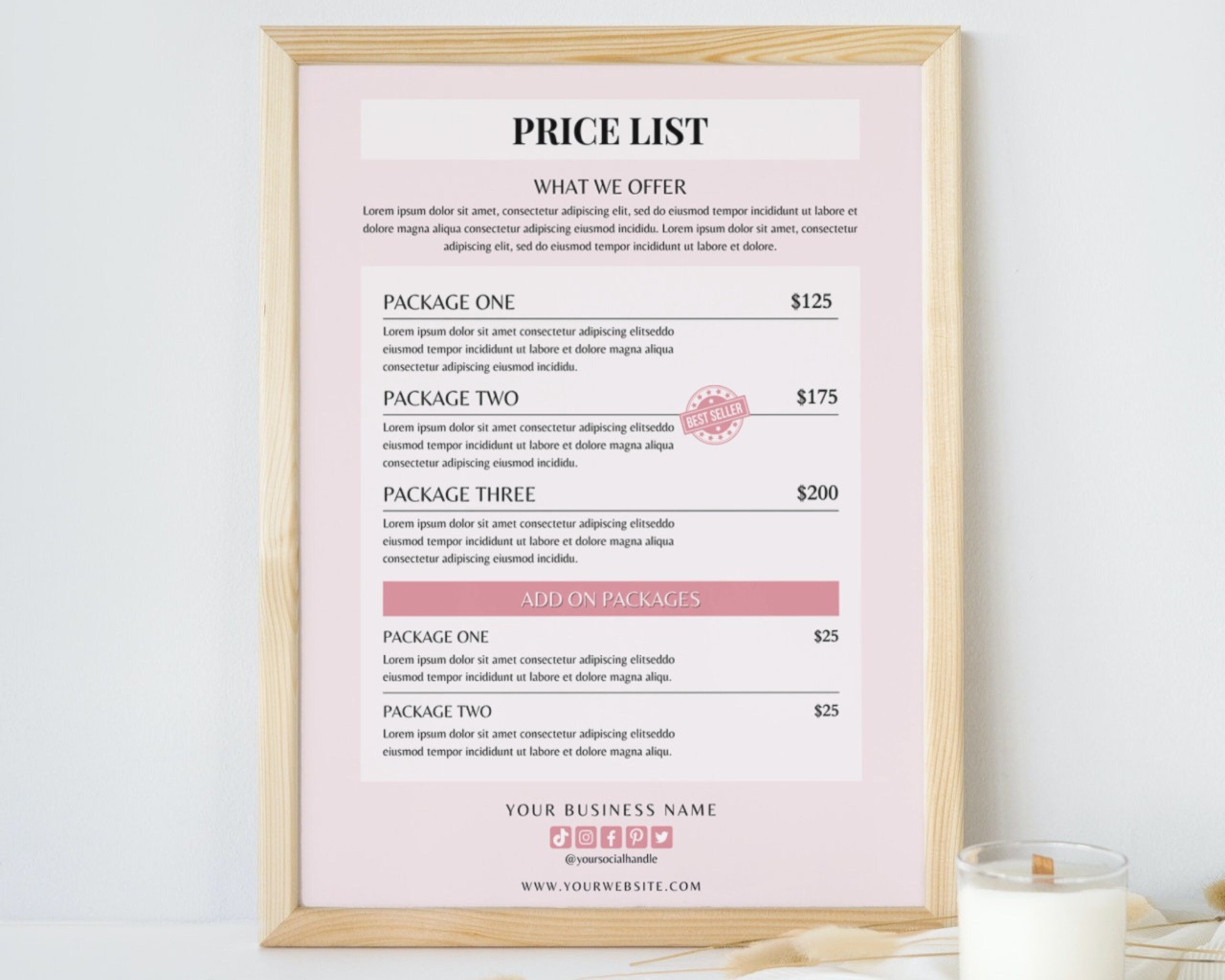 One Page Services and Pricing Package Template | 1 Page Services Price ...