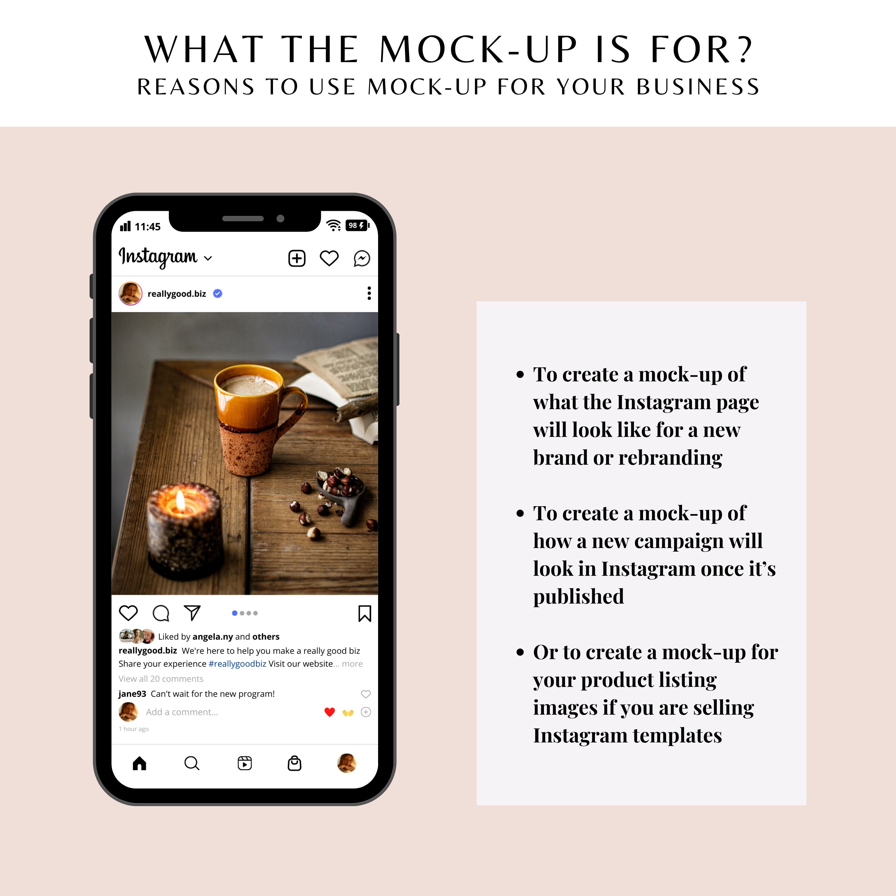 Instagram Mockup Template | Phone Mockup | IG Post Mockup Template ...