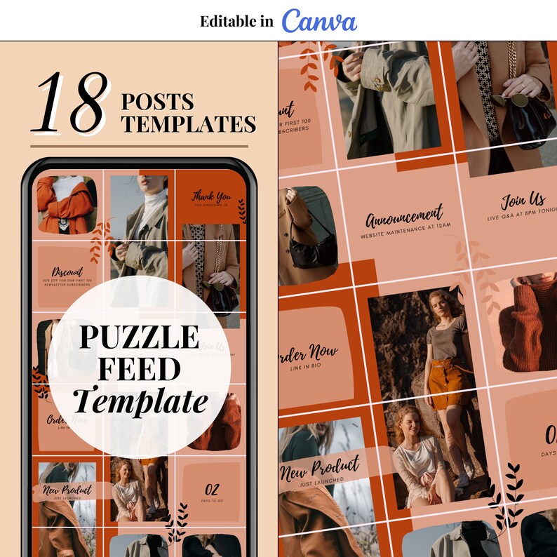 Instagram Puzzle Feed Template | IG Puzzle Canva Template | Instagram ...