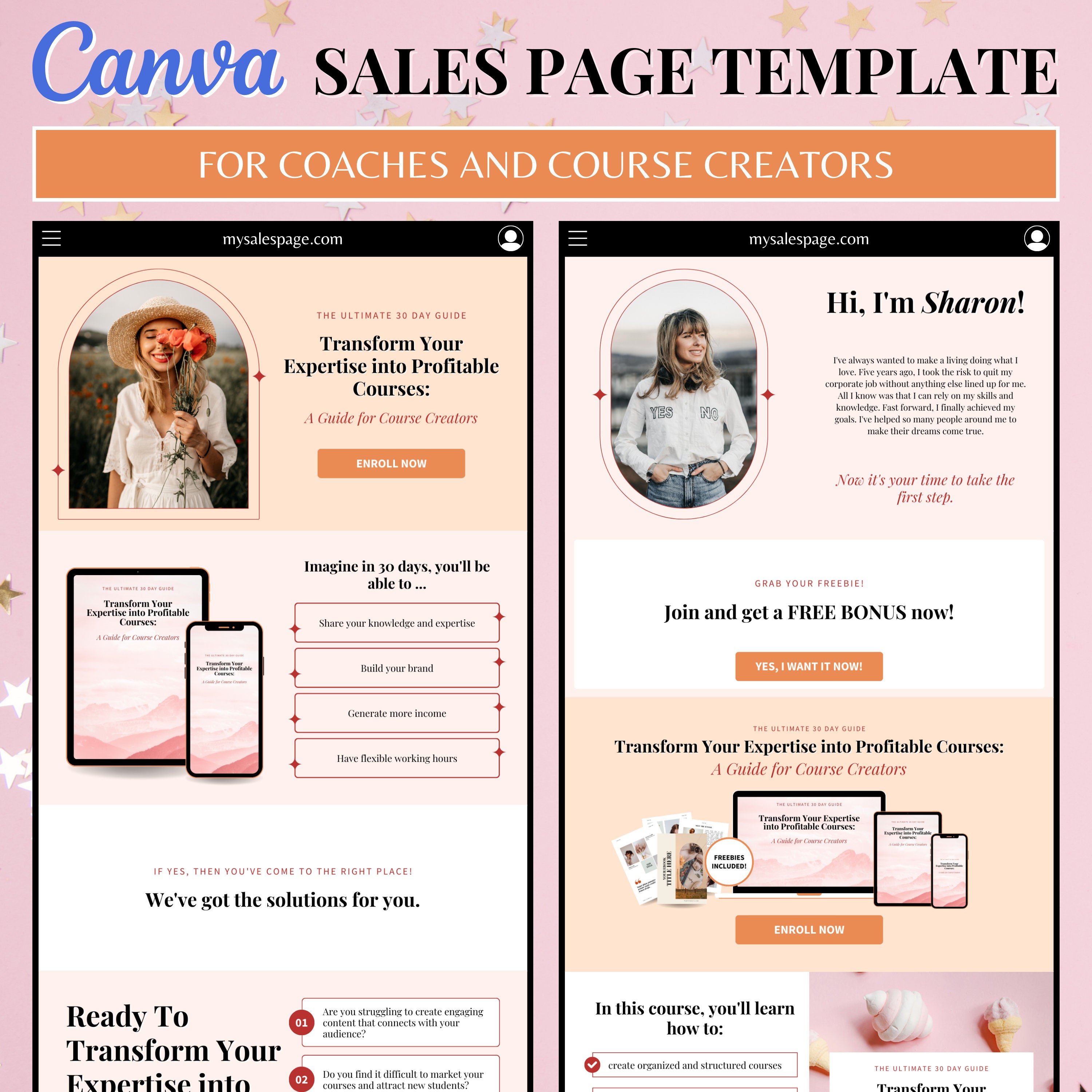 Sales Page Template | Website Template | Landing Page | Sales Funnel ...