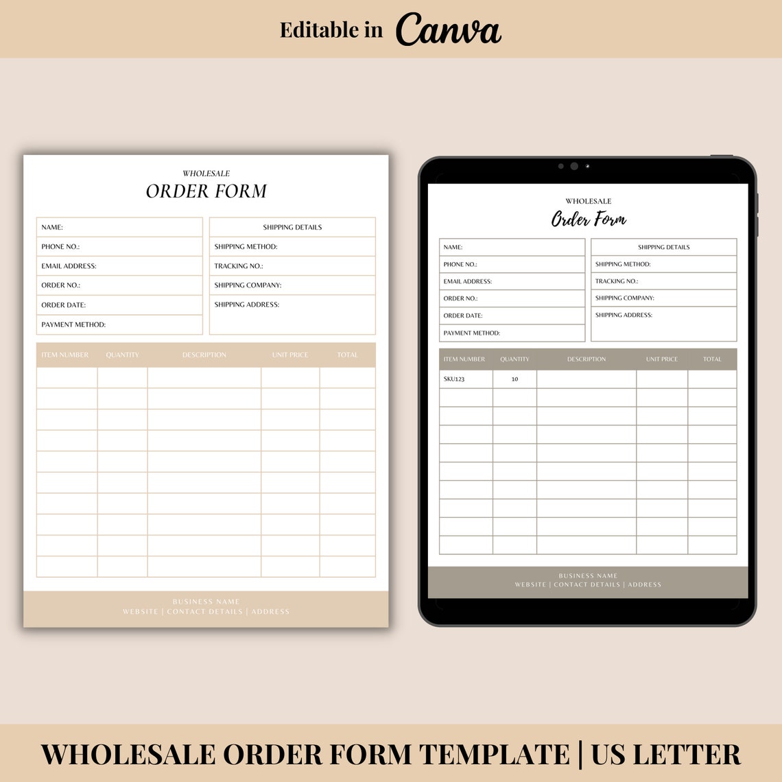 Wholesale Order Form Template | Instant Download | Editable Wholesale ...