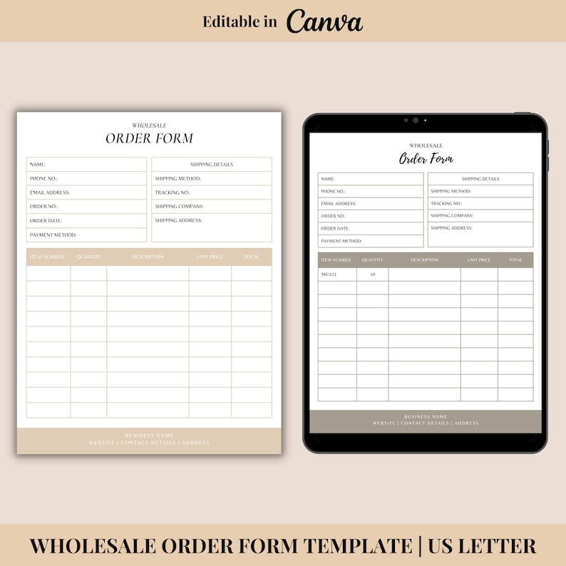 Wholesale Order Form Template | Instant Download | Editable Wholesale ...