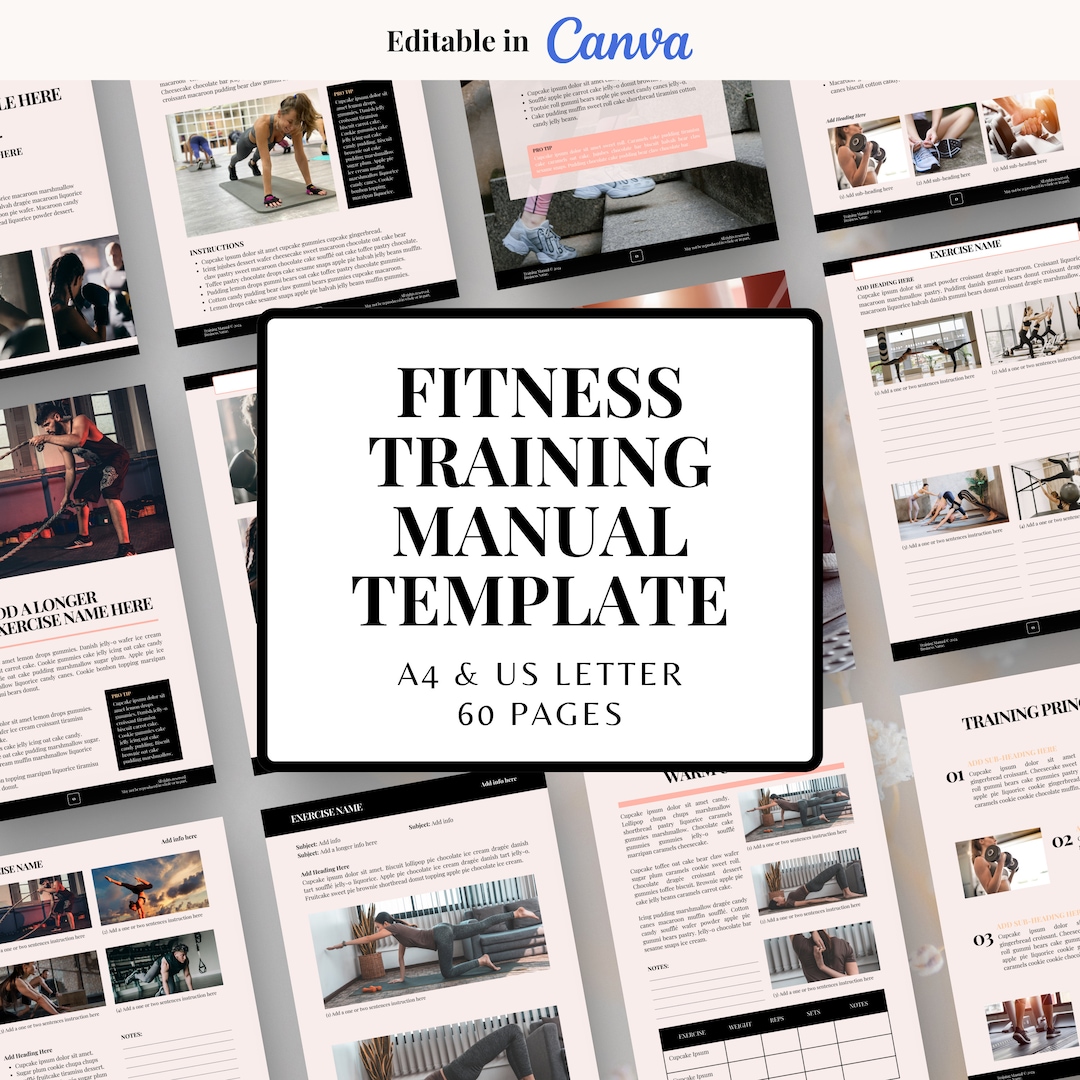 Fitness Training Manual Book Template | Fitness Ebook Canva Template ...