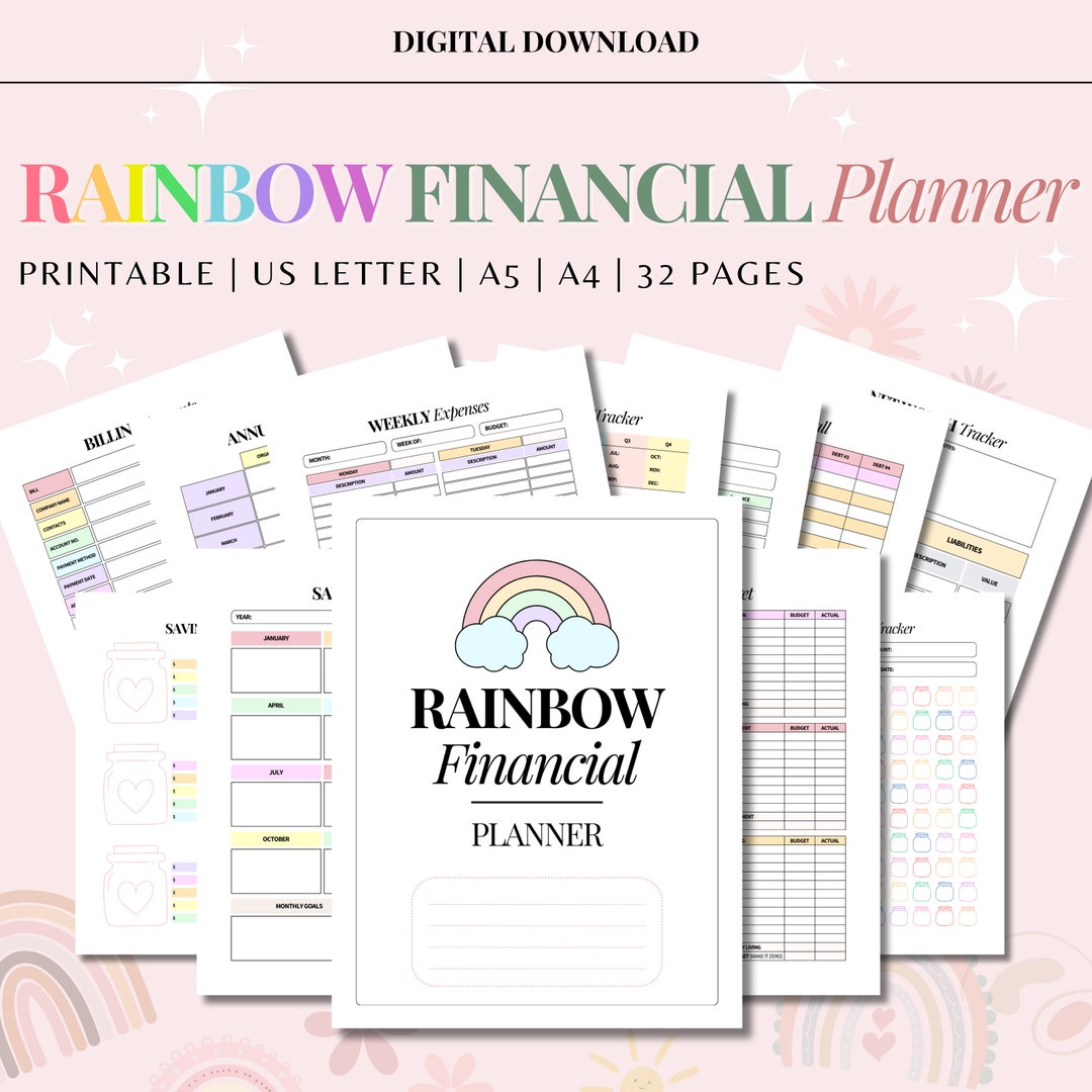 Rainbow Financial Planner | Printable Financial Planner | Weekly ...