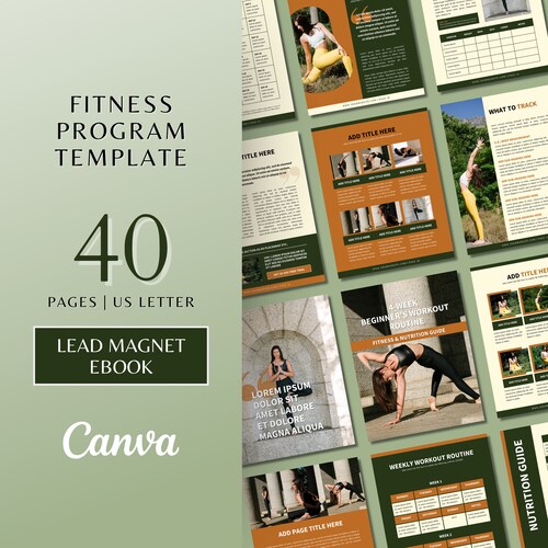 Fitness Program Template Canva Fitness Ebook Template - Etsy