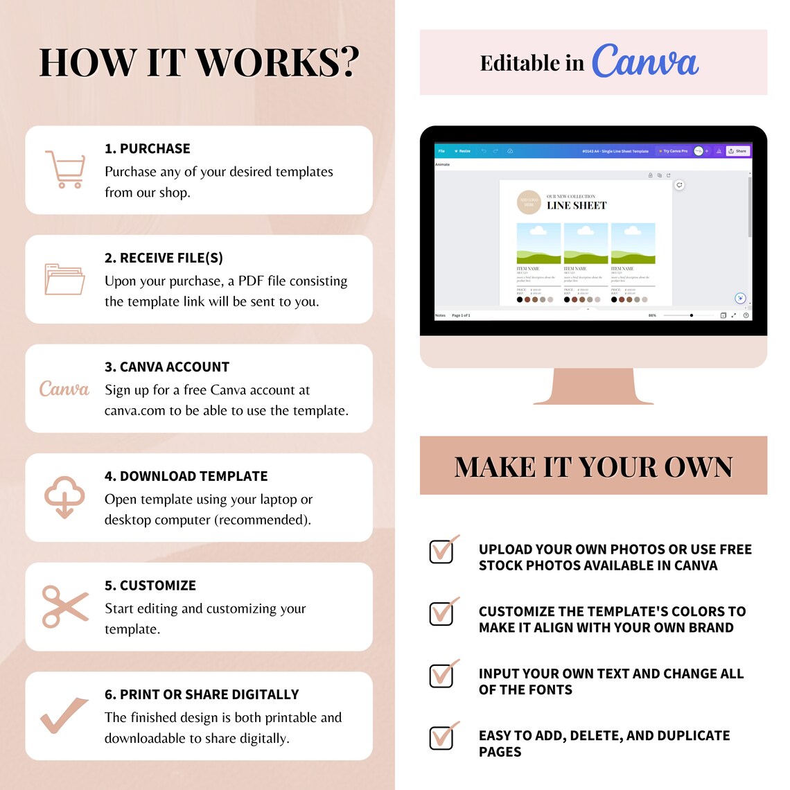 Line Sheet Template for Wholesale | Line Sheet Canva Template | Price List Template | Product ...
