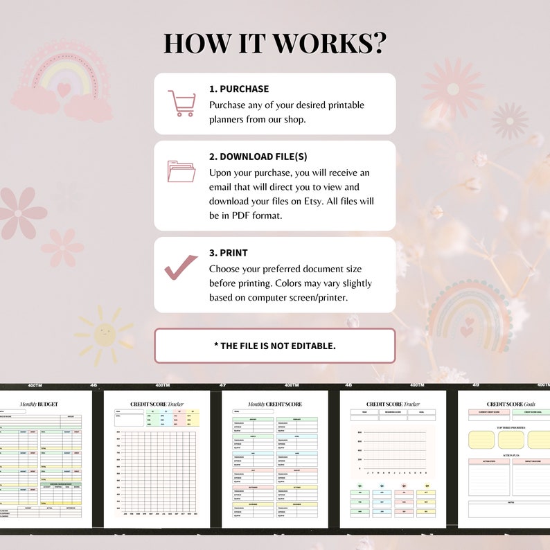 Credit Score Trackers Planner | Printable Personal Finance Planner ...