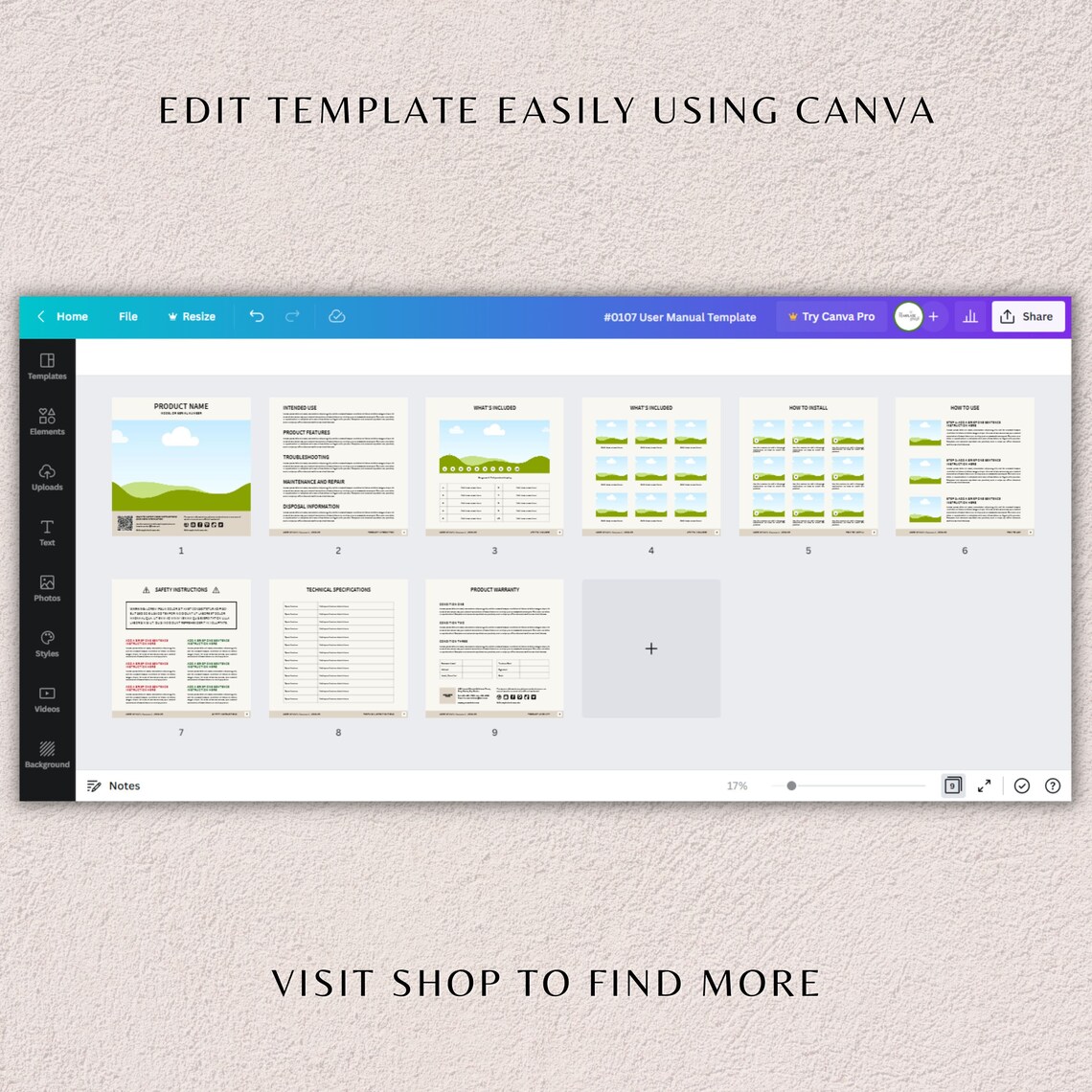 User Manual Template | Product Instruction Manual Template | User Guide ...