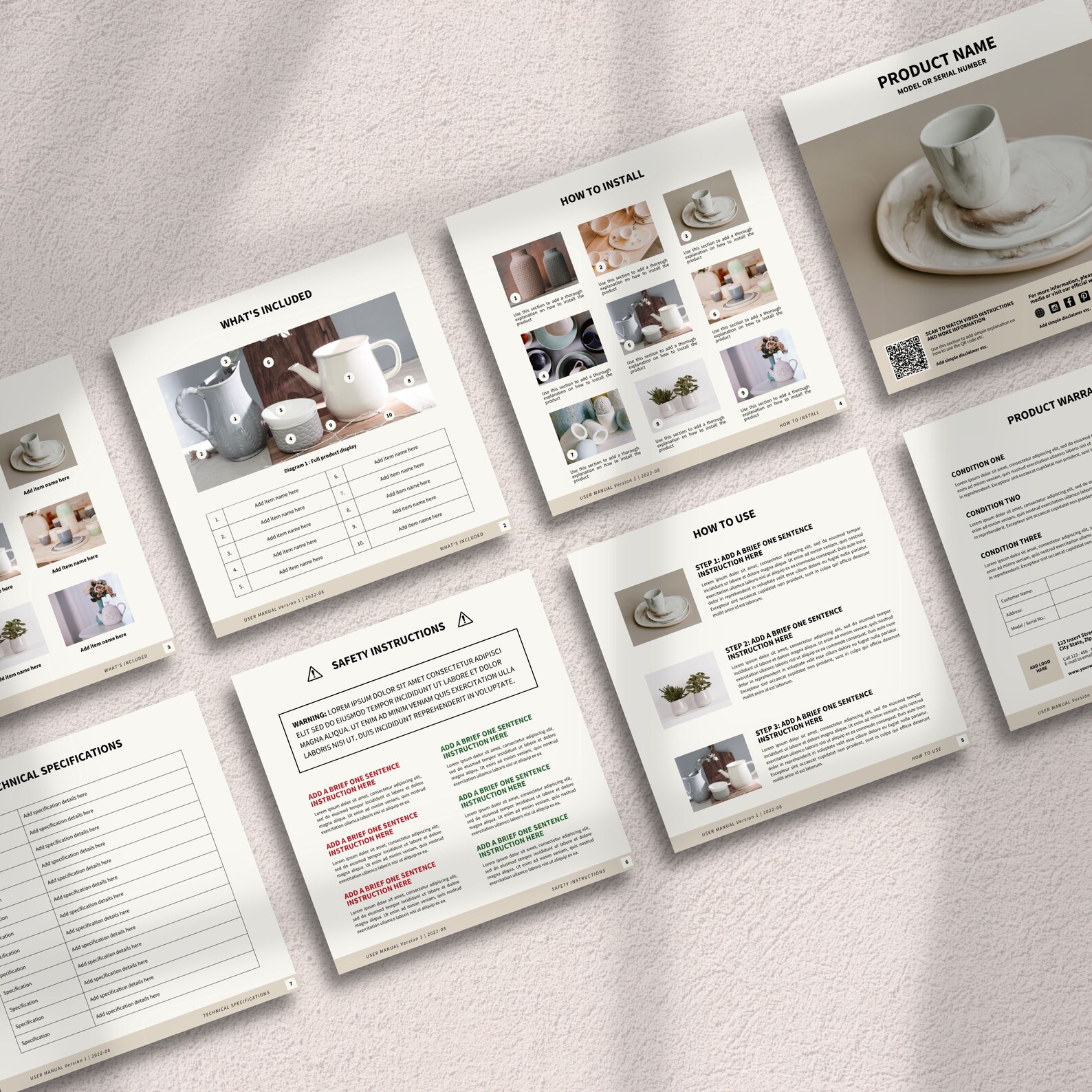 User Manual Template | Product Instruction Manual Template | User Guide ...