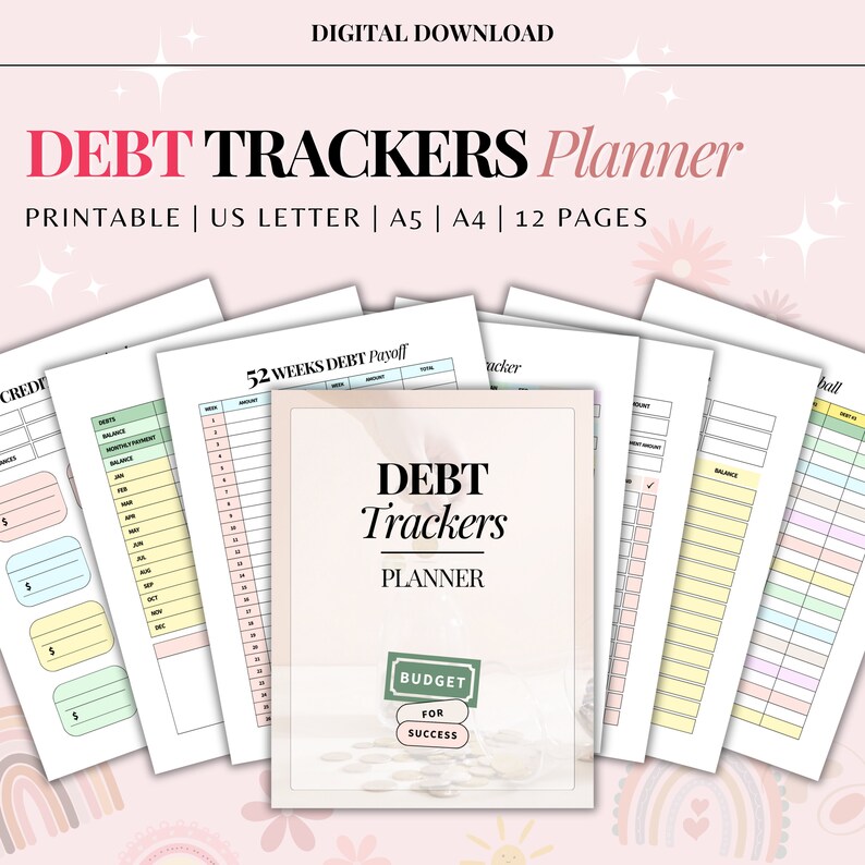 Debt Trackers Planner | Printable Finance Planner | Debt Repayment ...