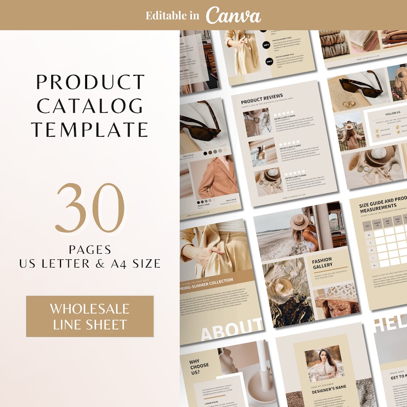 Product Catalog Template | Editable Canva Template | Wholesale Line ...