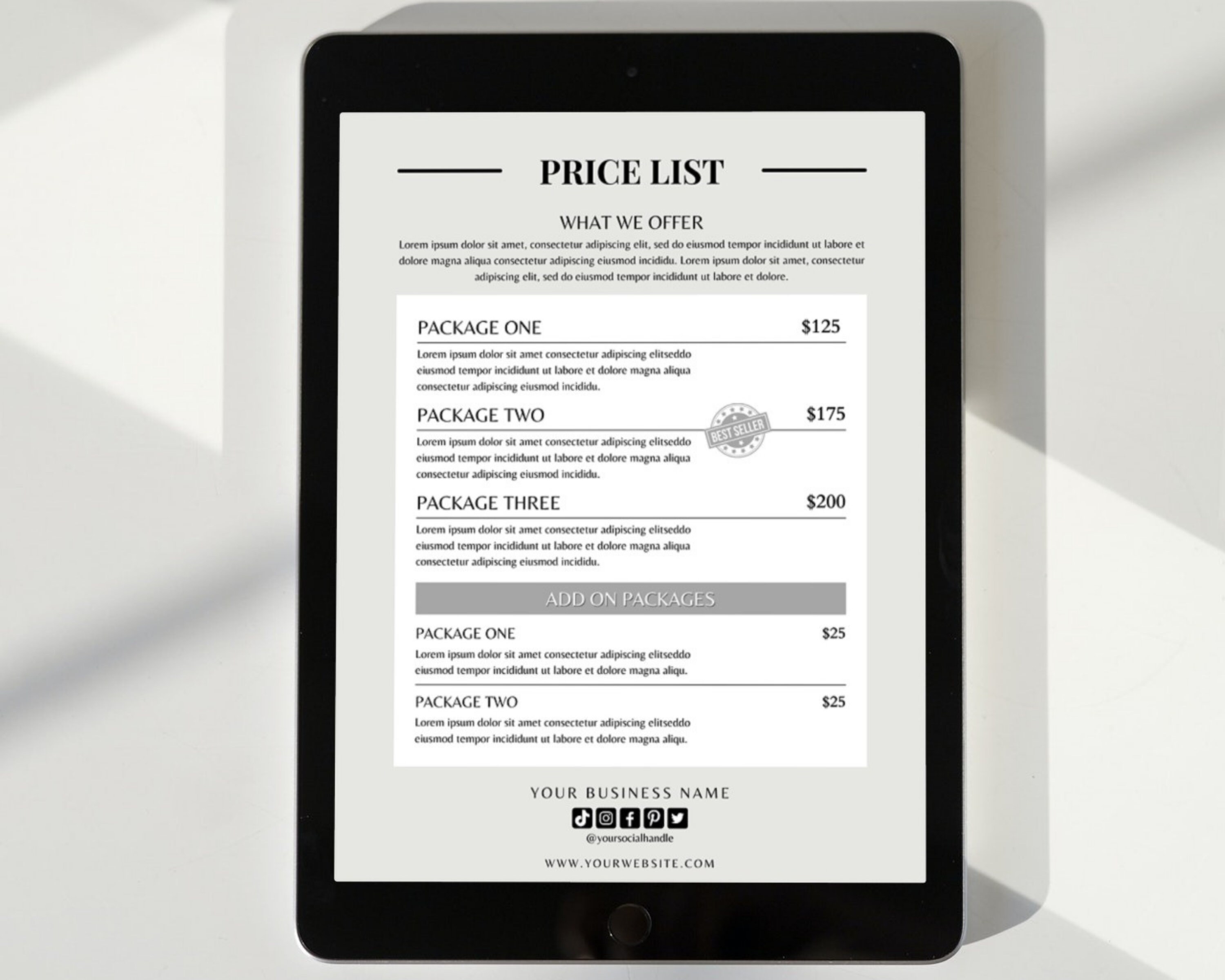 1 Page Services Price List Template for Virtual Assistants, Freelancers ...