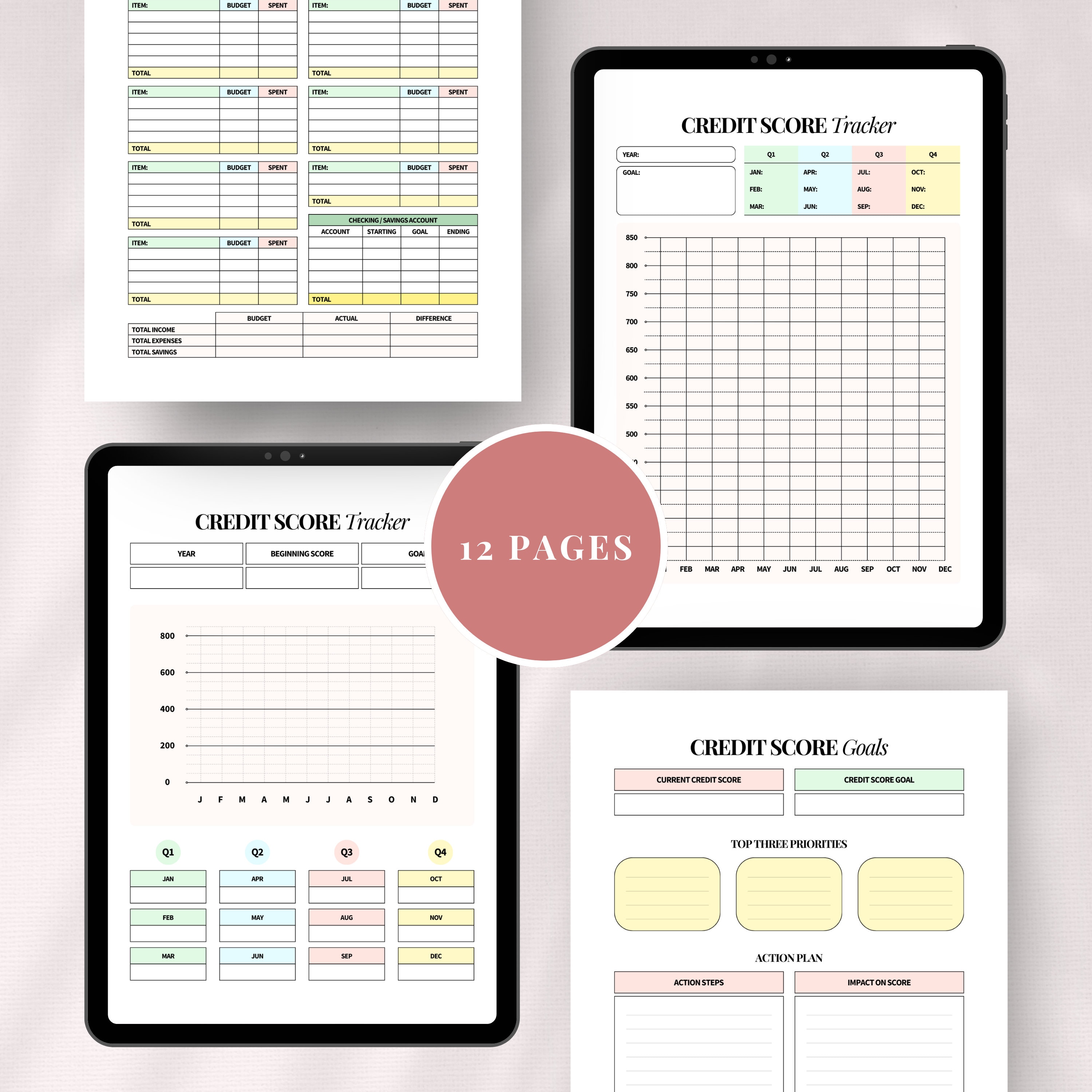 Credit Score Trackers Planner | Printable Personal Finance Planner ...