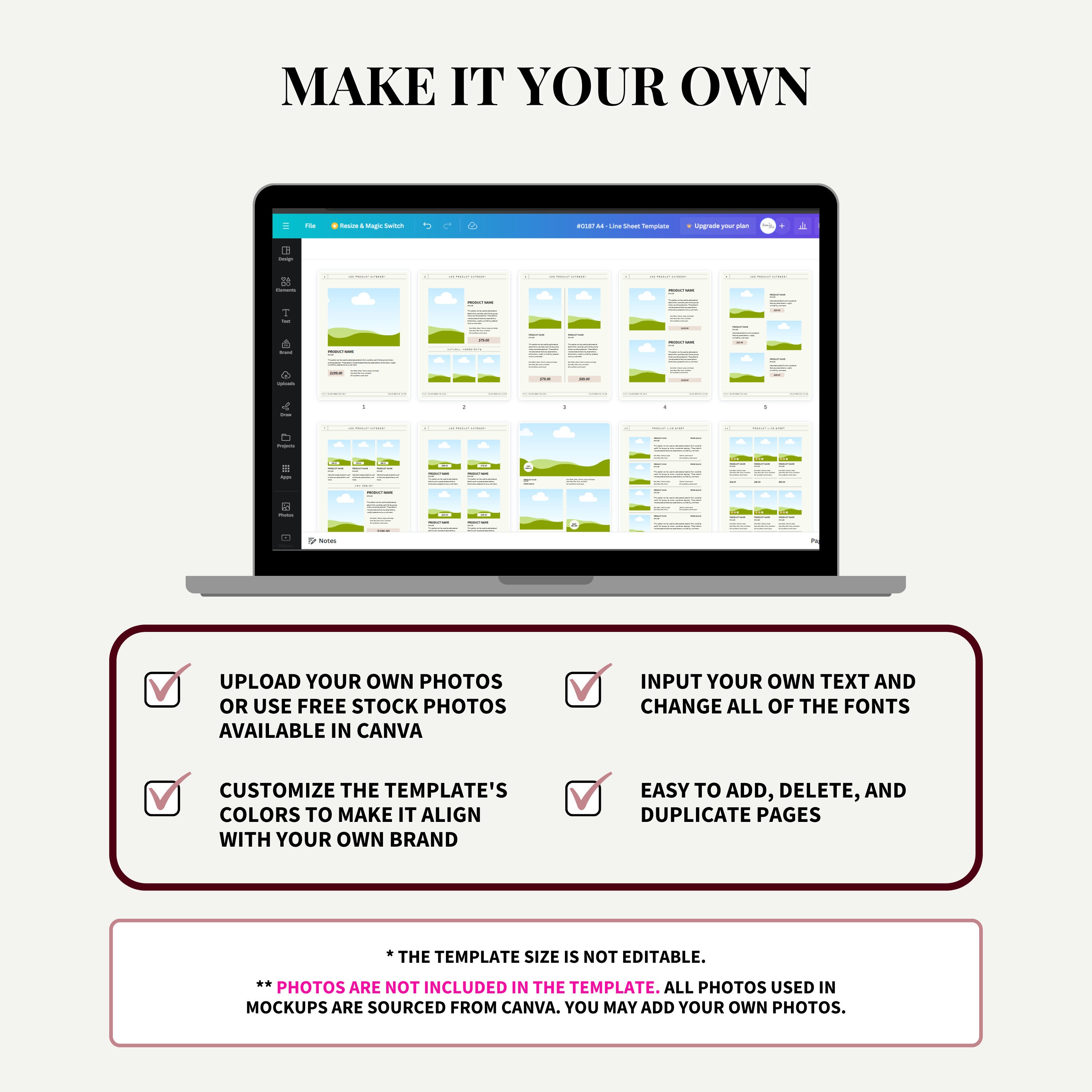 Line Sheet Template | Product Catalog Template | Wholesale Line Sheet ...