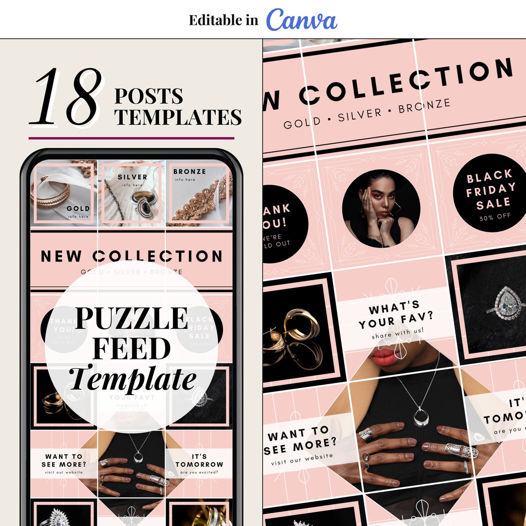 Instagram Puzzle Feed Template | IG Puzzle Template | Instagram Puzzle ...