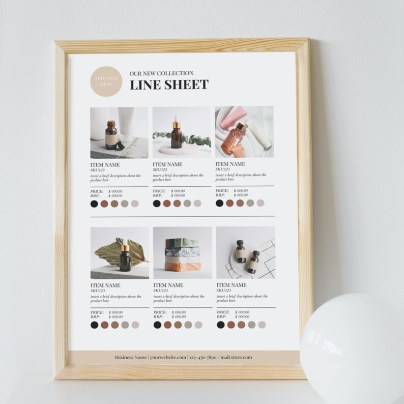 Line Sheet Template for Wholesale | Line Sheet Canva Template | Price ...