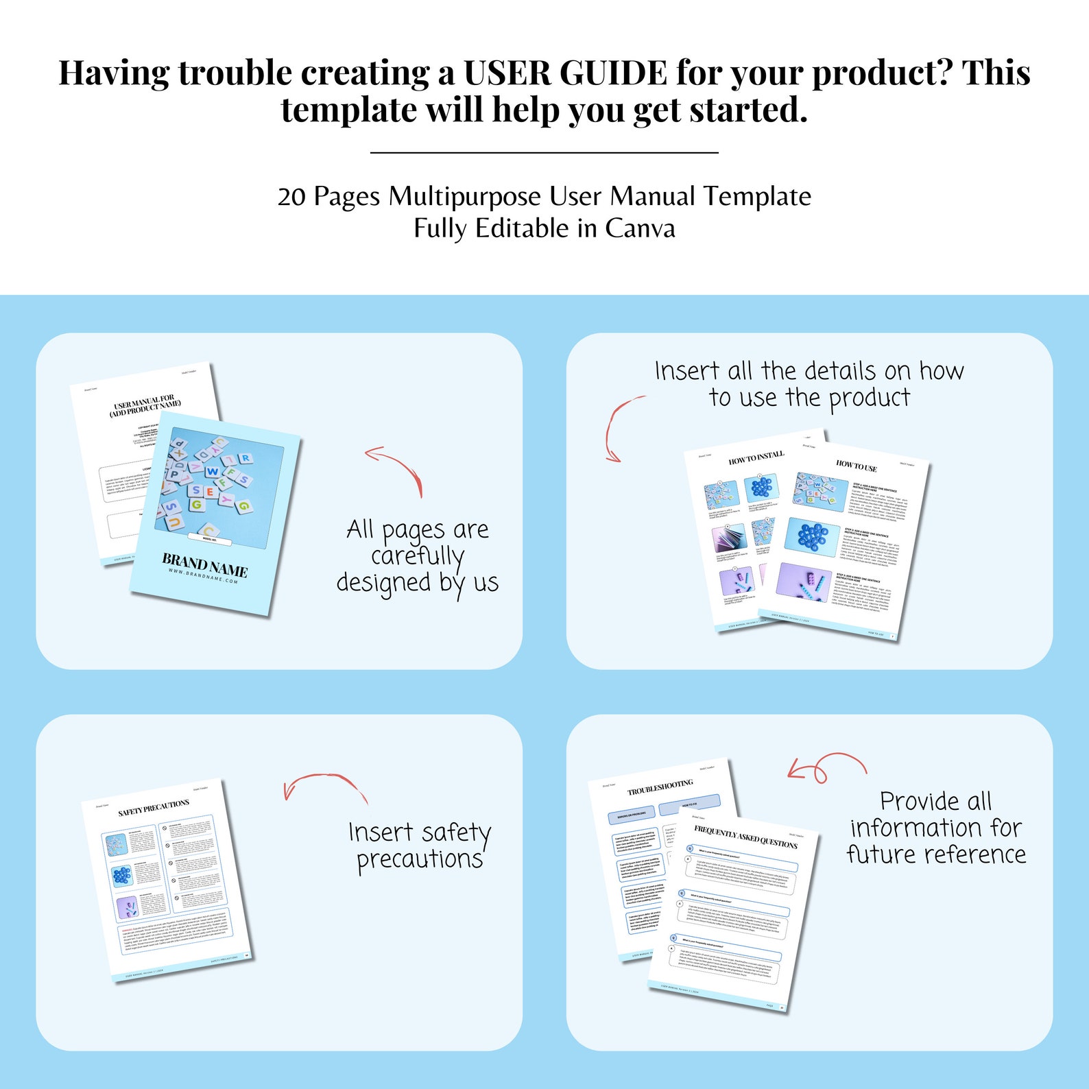 User Guide Template | User Manual Template | Product Instruction Manual ...