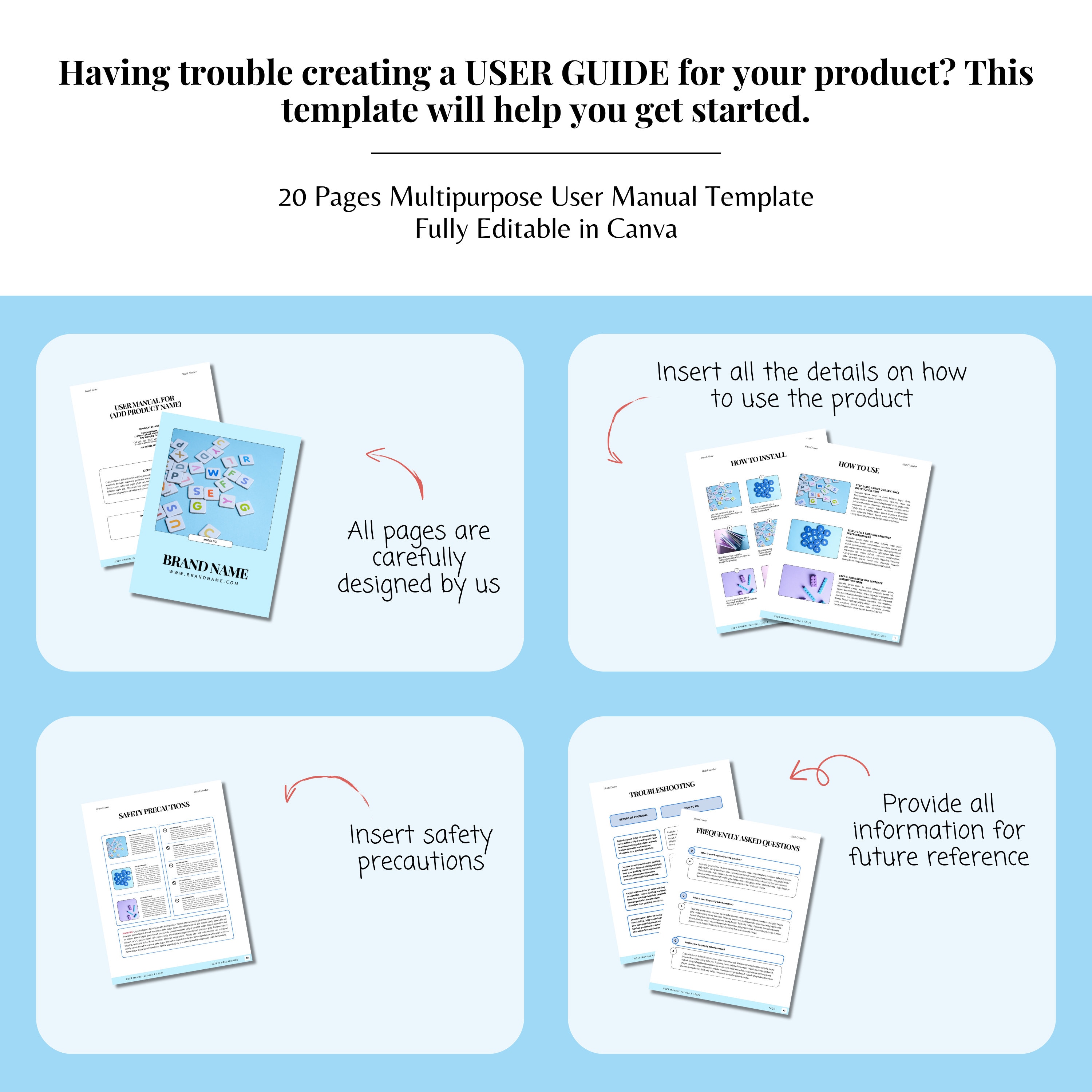 User Guide Template | User Manual Template | Product Instruction Manual ...