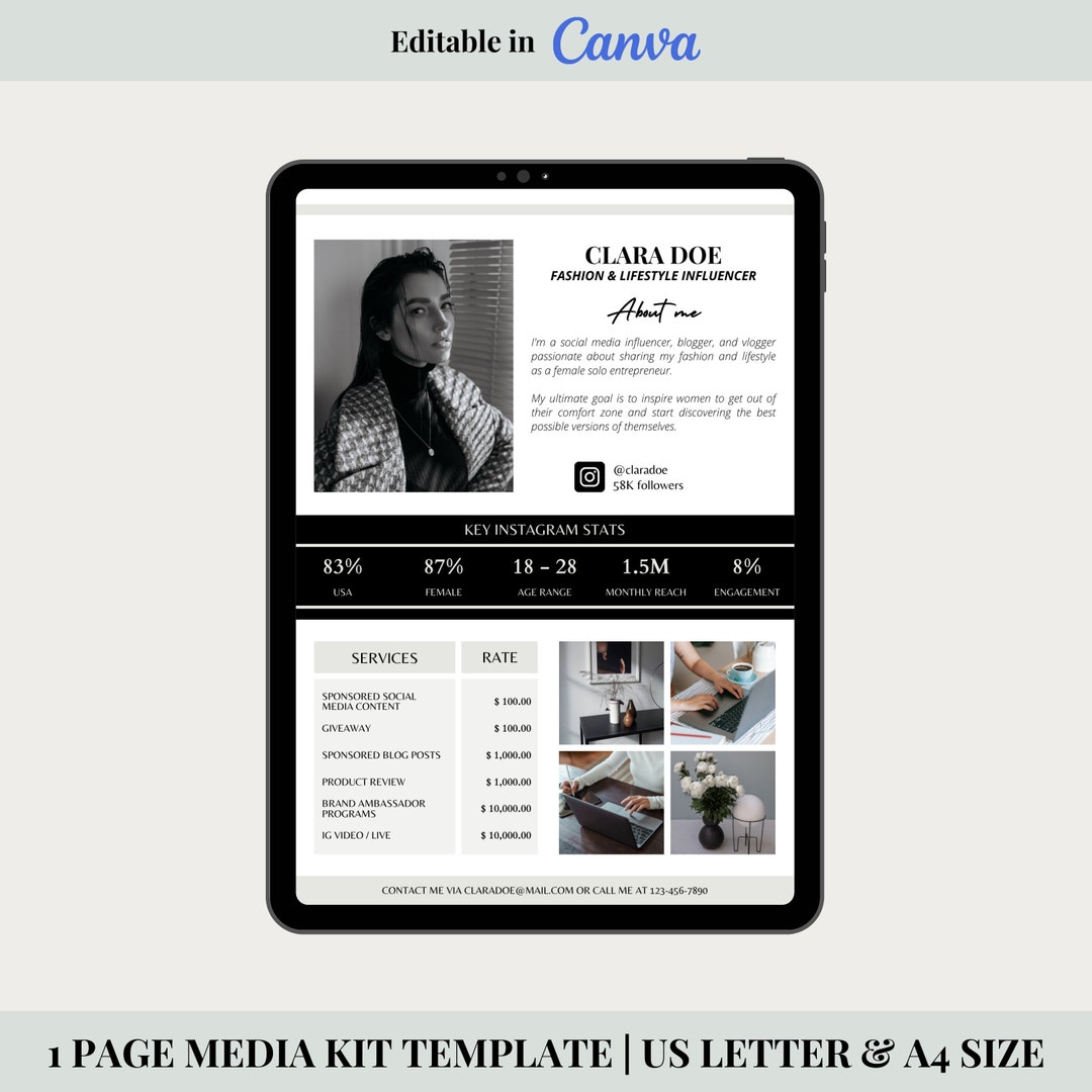 Instagram Influencer Media Kit Template | Canva Template | Instagram ...