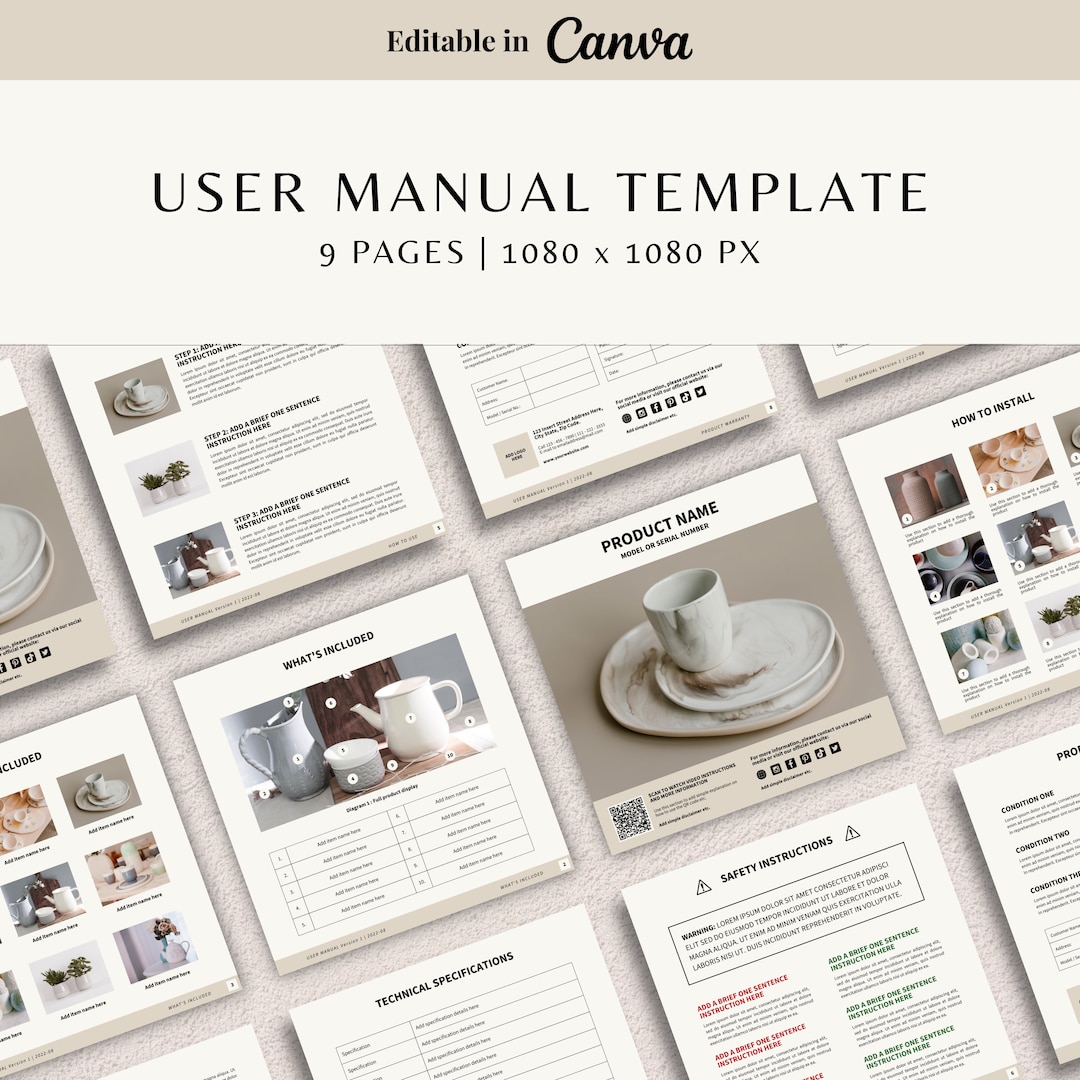 User Manual Template | Product Instruction Manual Template | User Guide 