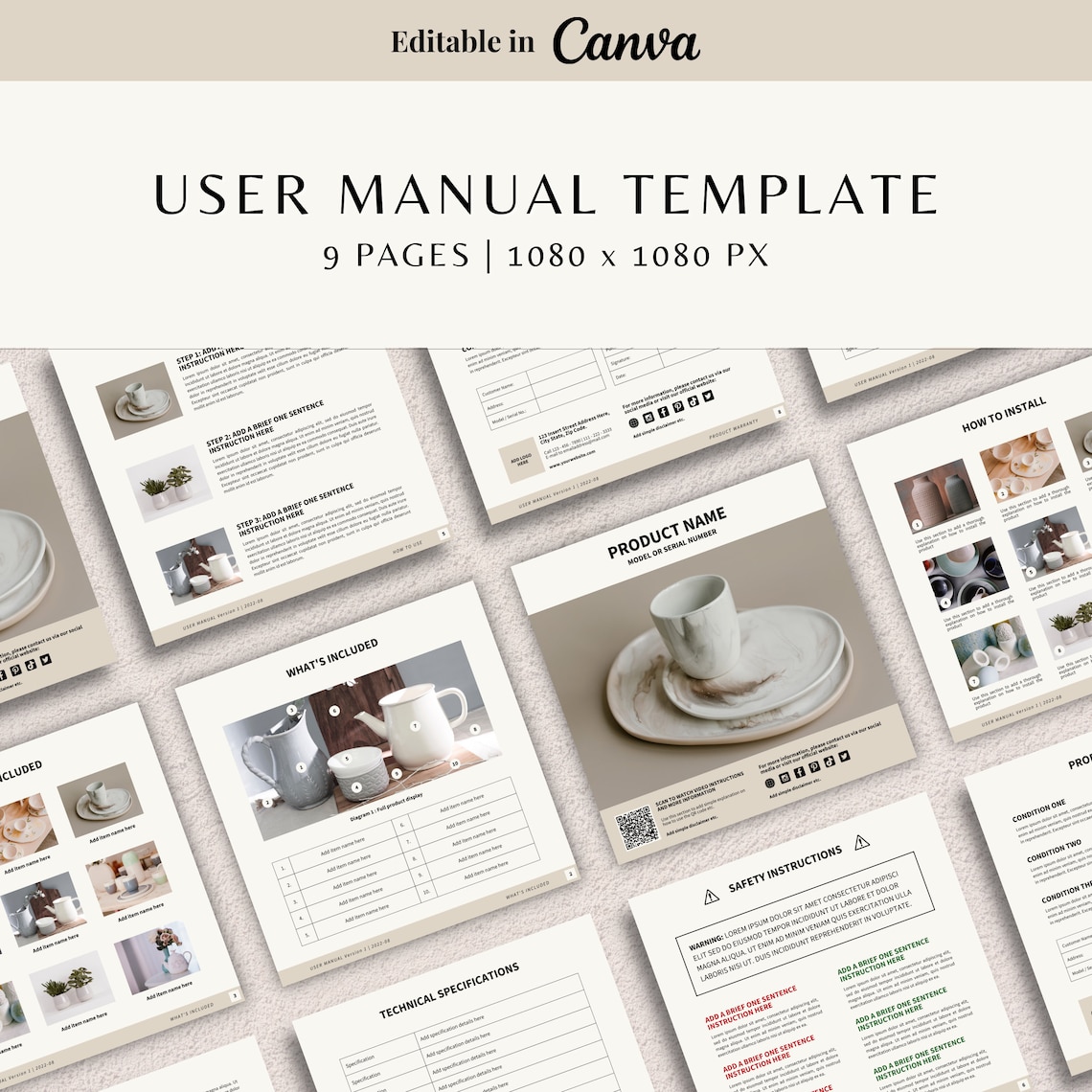 User Manual Template | Product Instruction Manual Template | User Guide ...