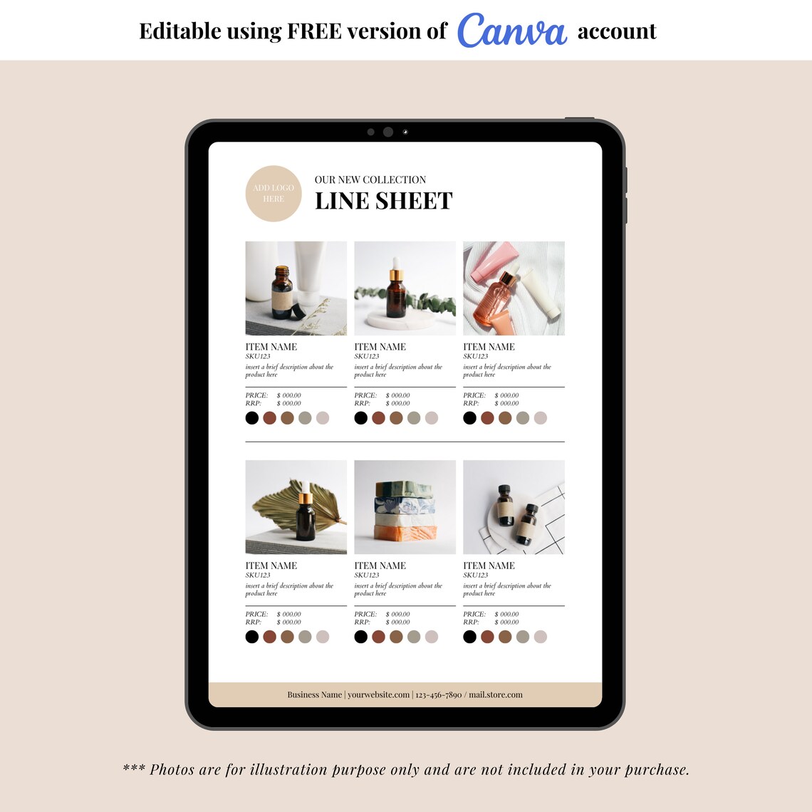 Line Sheet Template for Wholesale | Line Sheet Canva Template | Price List Template | Product ...