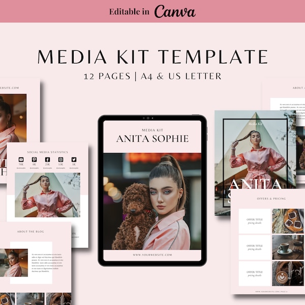 1 Page Media Kit Template for Influencer Canva Template Instagram ...